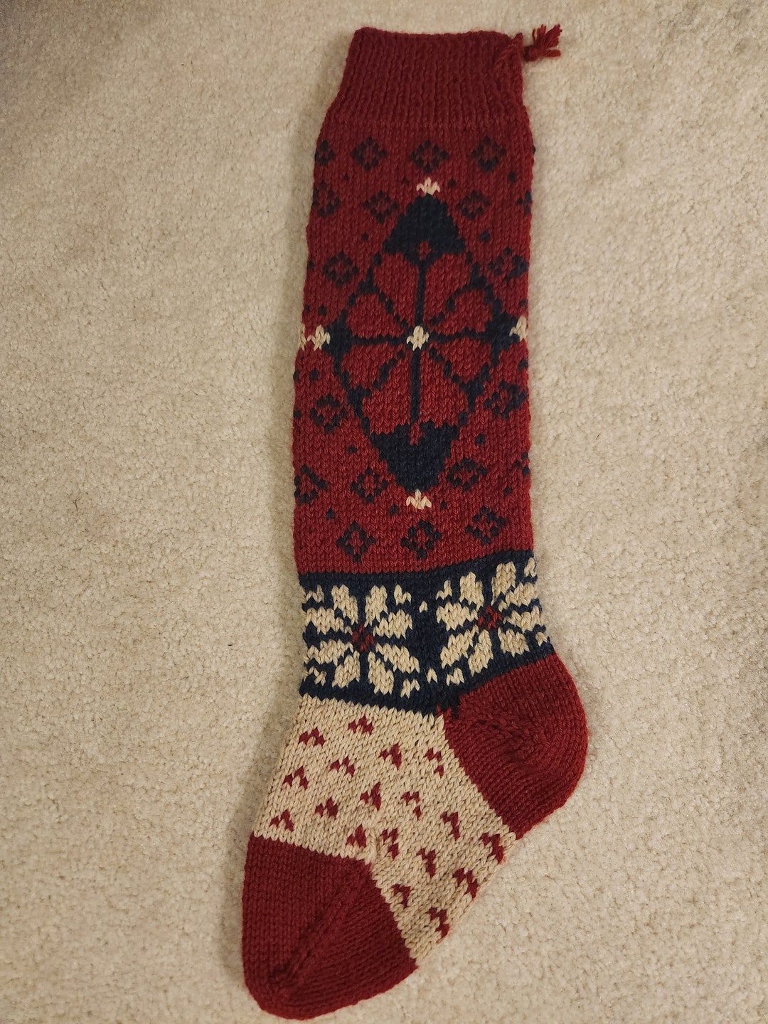 Hand Knit Design (jewel Shades) Christmas Stocking - Etsy