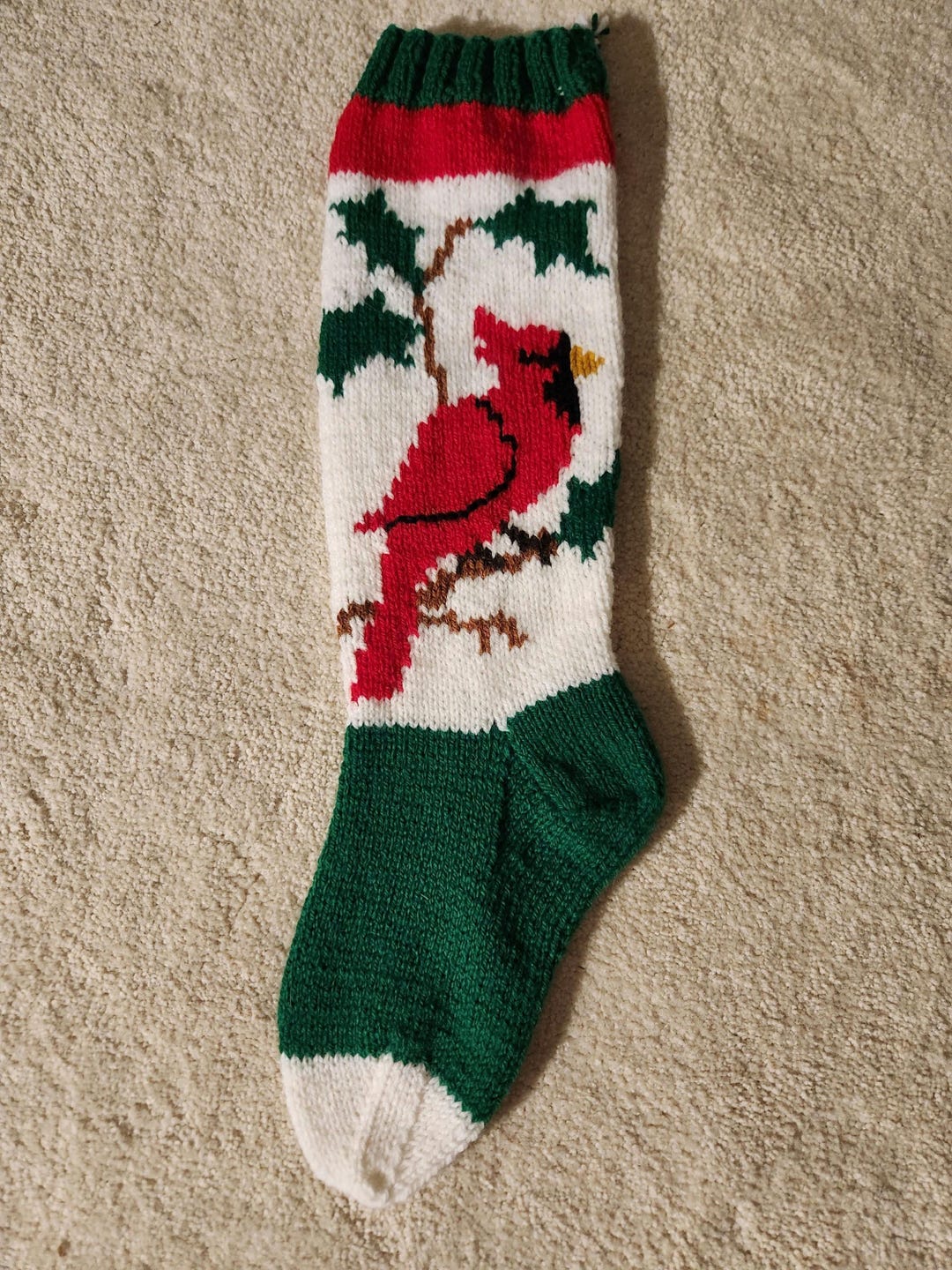 Personalized Hand Knit Cardinal Christmas Stocking - Etsy