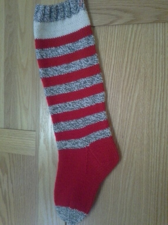 Personalized Hand Knit Ragg Yarn Stripes Christmas Stocking | Etsy