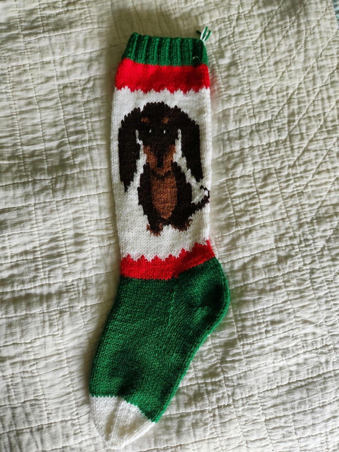 Personalized Hand Knit Dachshund Dog Christmas Stocking - Etsy