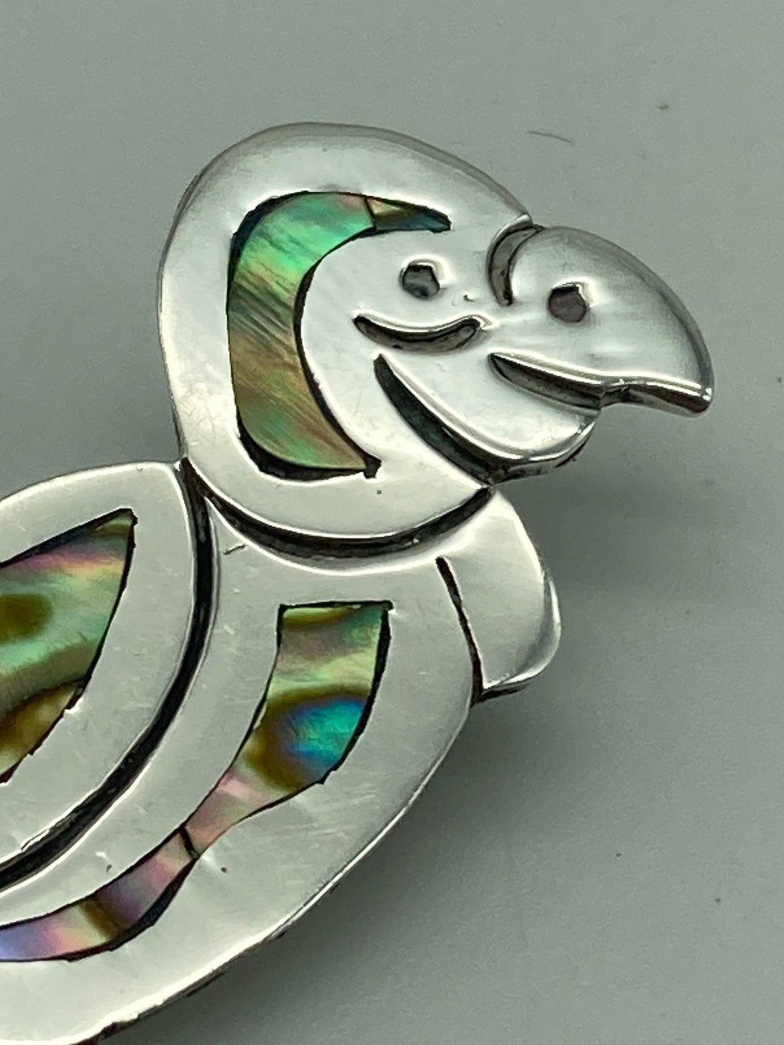 Vintage Sterling Silver Parrot Pin With Mother of Pearl Inlays - Etsy