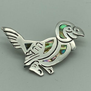 Vintage Sterling Silver Parrot Pin With Mother of Pearl Inlays - Etsy