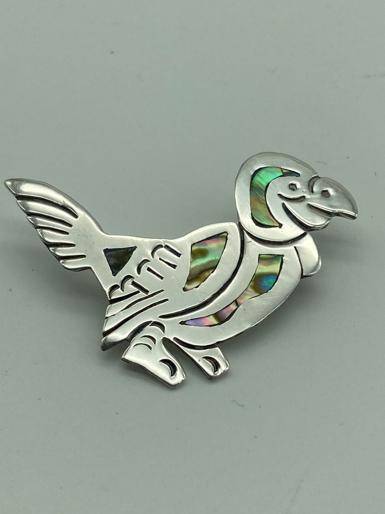 Vintage Sterling Silver Parrot Pin With Mother of Pearl Inlays - Etsy