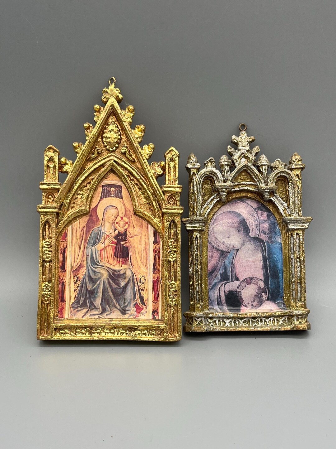 Virgin Mary Framed Prints Pair Vintage Mary Baby Jesus Art Gilded ...