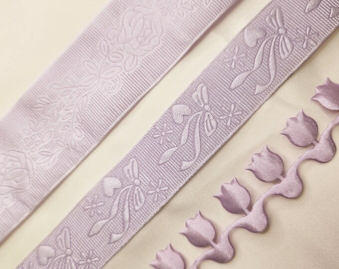 Purple Ribbon, Embossed Ribbon, Tulip Trim - Etsy