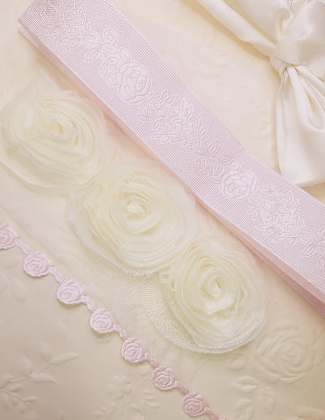 Cream Floral, Soft Flowers, Fabric Piece, Trim, Journaling Supplies - Etsy