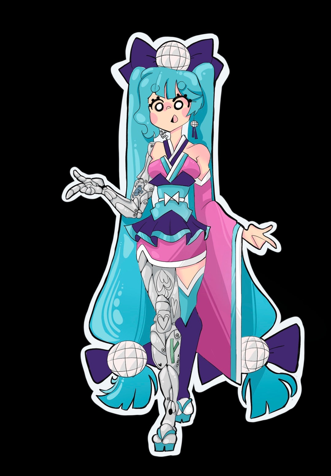 Mecha Hatsune Miku Ooedeo Julianight Holographic Sticker - Etsy