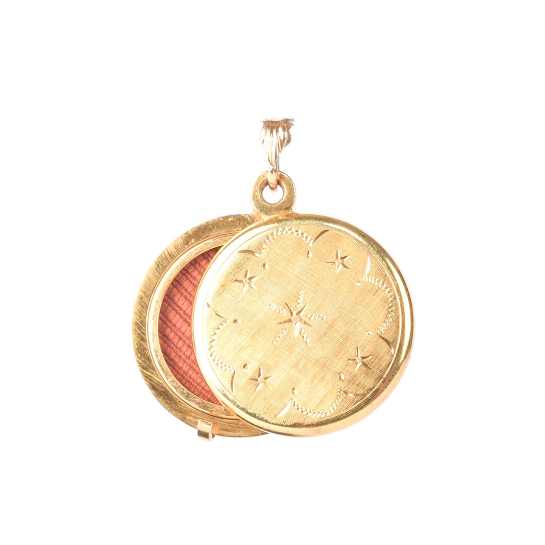 Vintage 14K Gold Star Etched Slide Locket, 35mm - Etsy