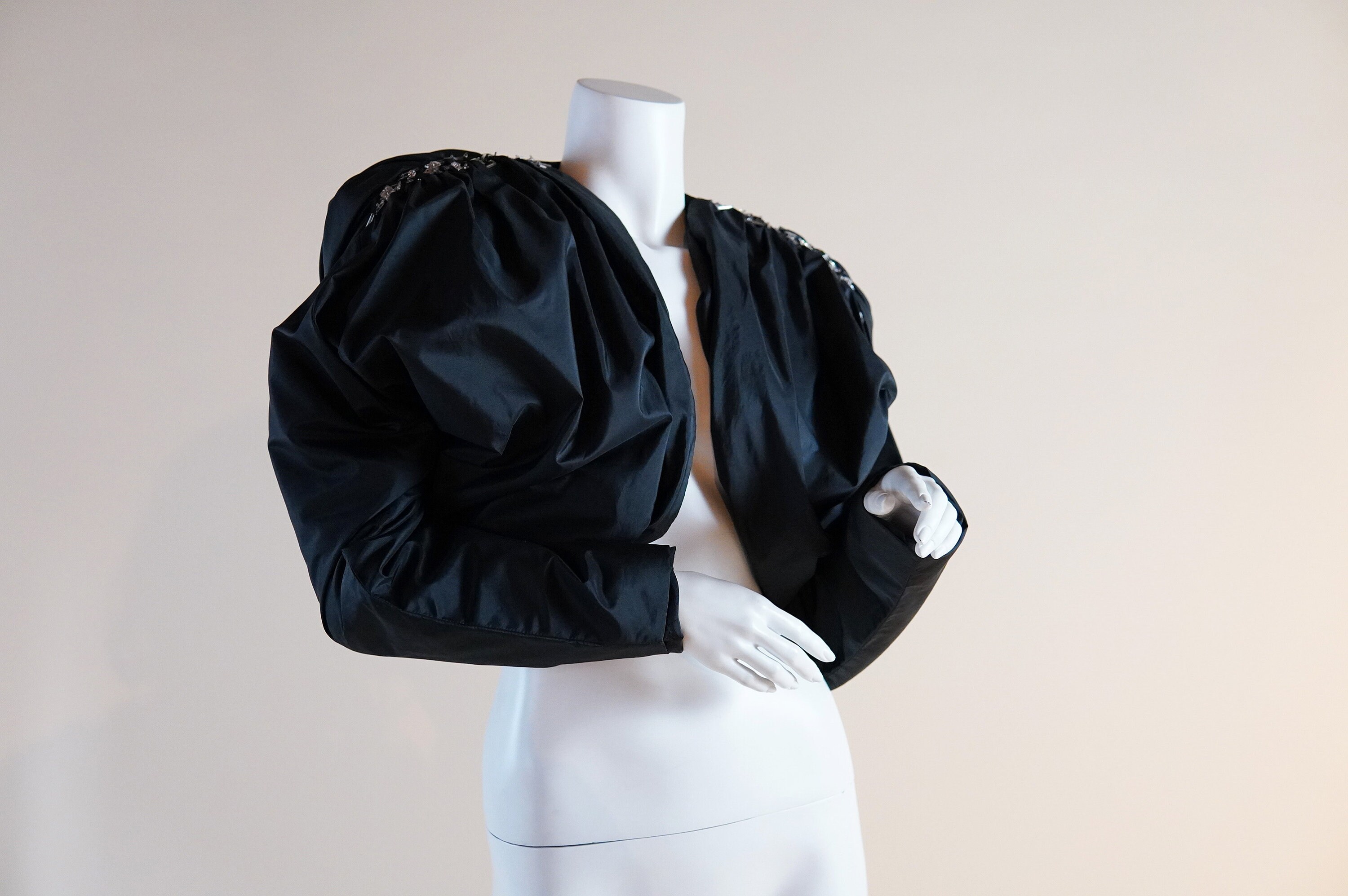 1980s Fabrice Simon Silk Shrug With Beaded Shoulder - Vintage Designer ...