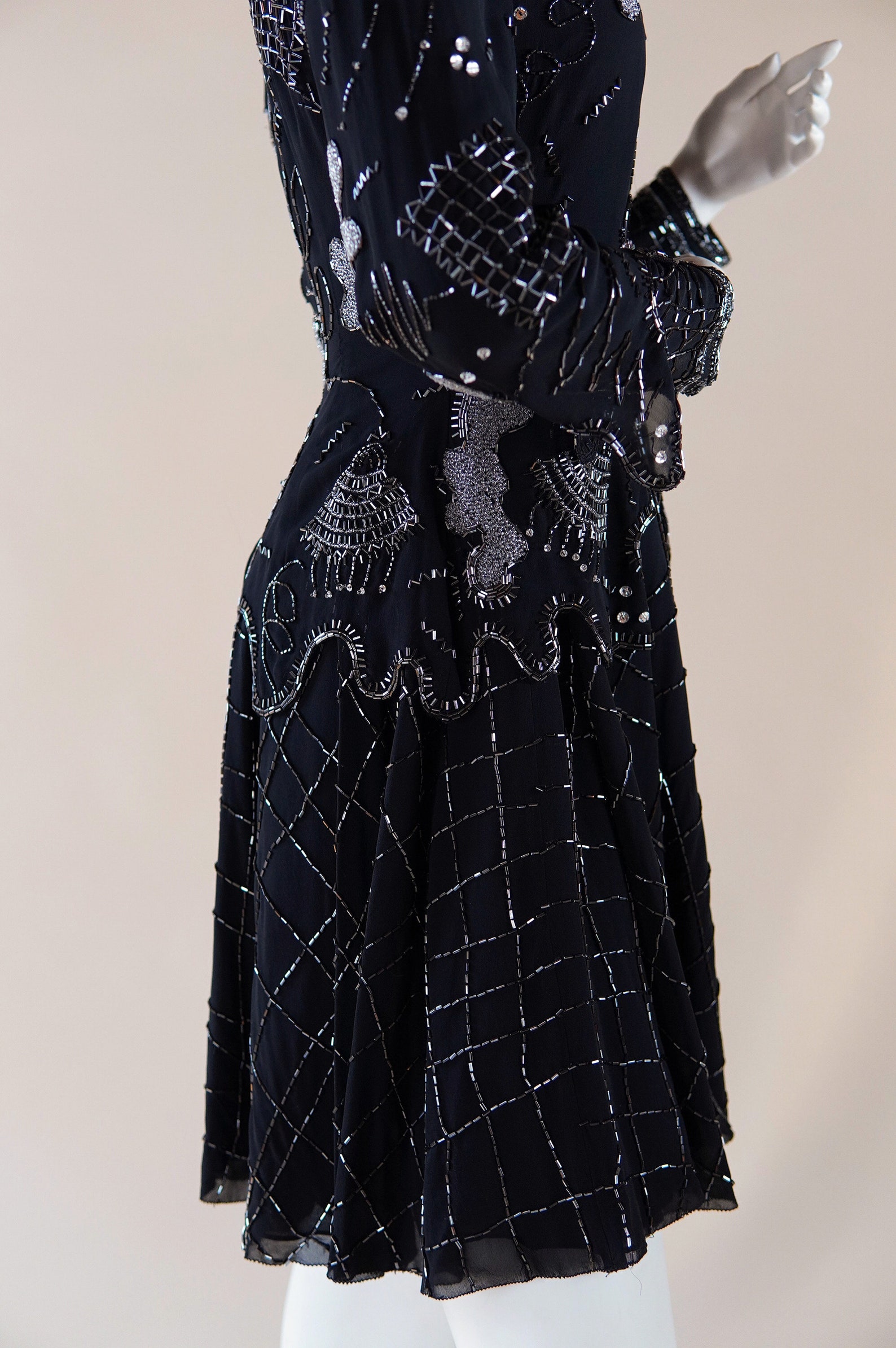 Fabrice Simon 1980s Silk Dress With Elaborate Beading - Fabrice New ...
