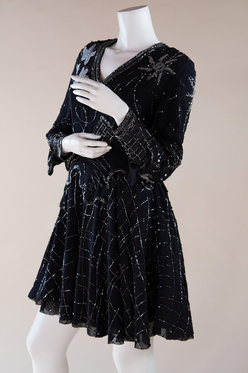 Fabrice Simon 1980s Silk Dress With Elaborate Beading - Fabrice New ...