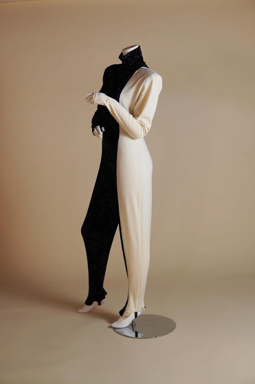 F/W 1990 Norma Kamali OMO Documented Runway Vertical Split Black and ...