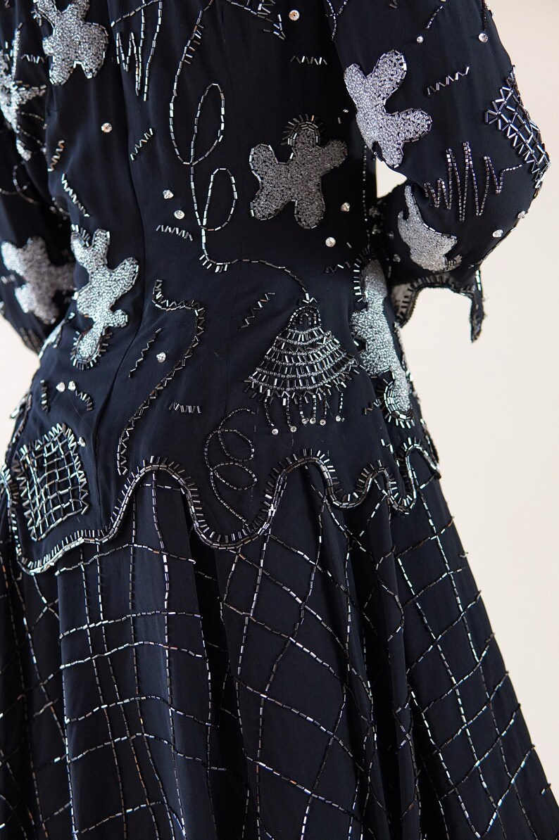 Fabrice Simon 1980s Silk Dress With Elaborate Beading - Fabrice New ...