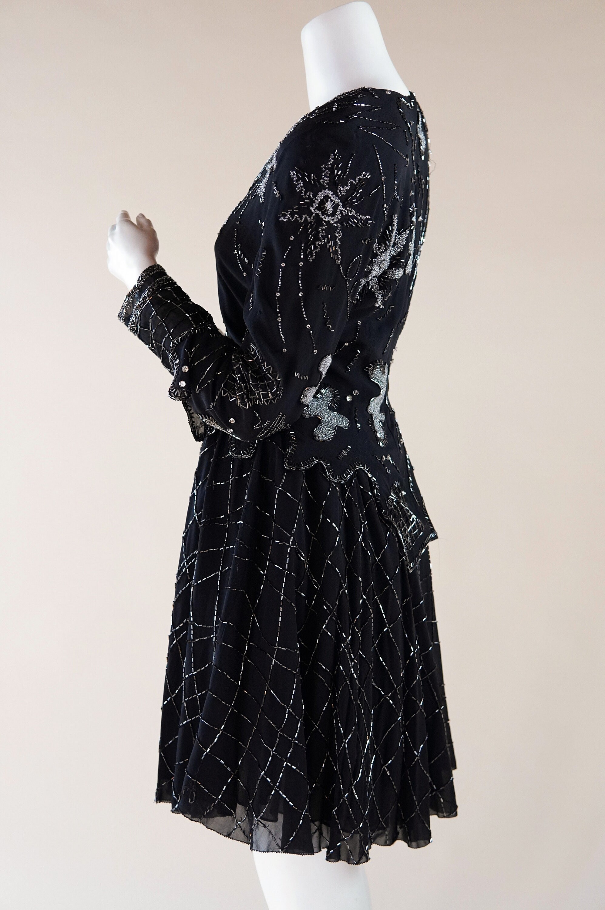 Fabrice Simon 1980s Silk Dress With Elaborate Beading - Fabrice New ...