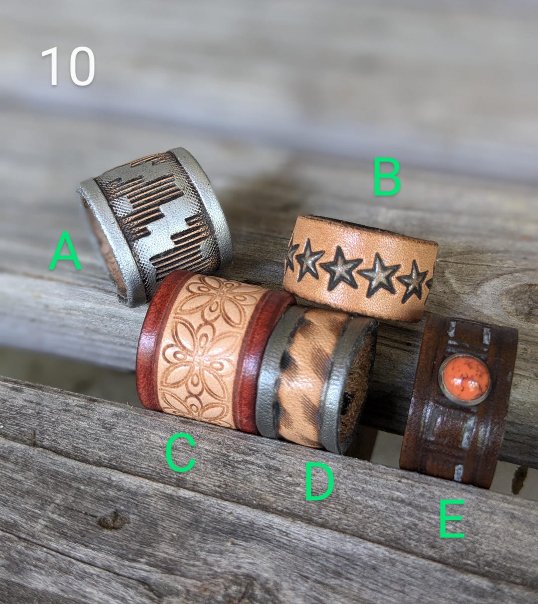 Tooled Leather Ring - Etsy