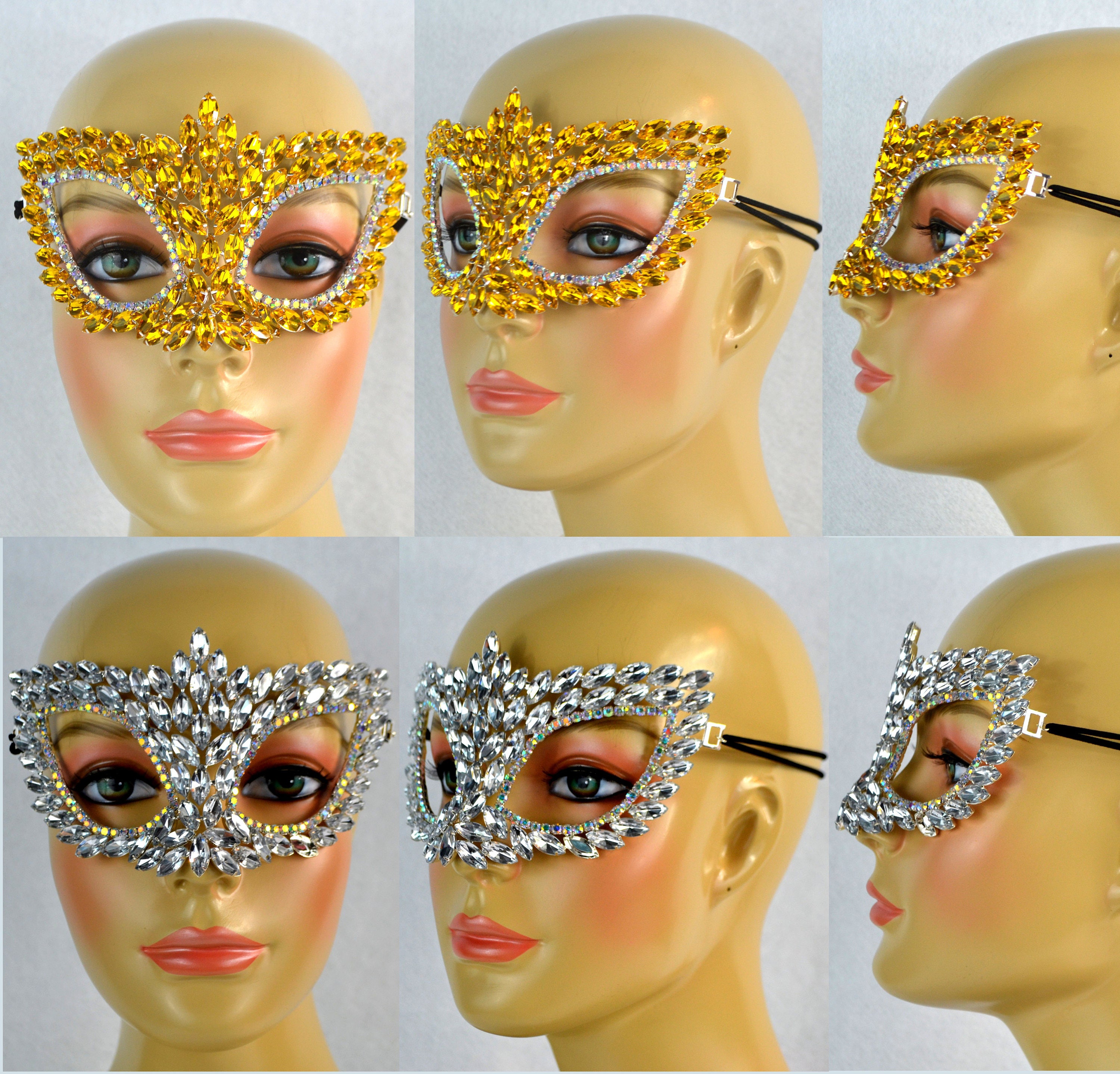 Rhinestone Masquerade Mask - Crystal Gem Party - Mardi Gras - Etsy