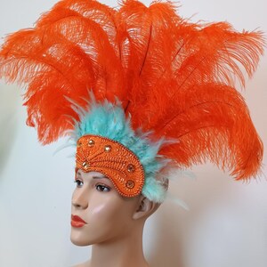 The Life of a Showgirl Concert Orange Mint Color Feather Headdress ...
