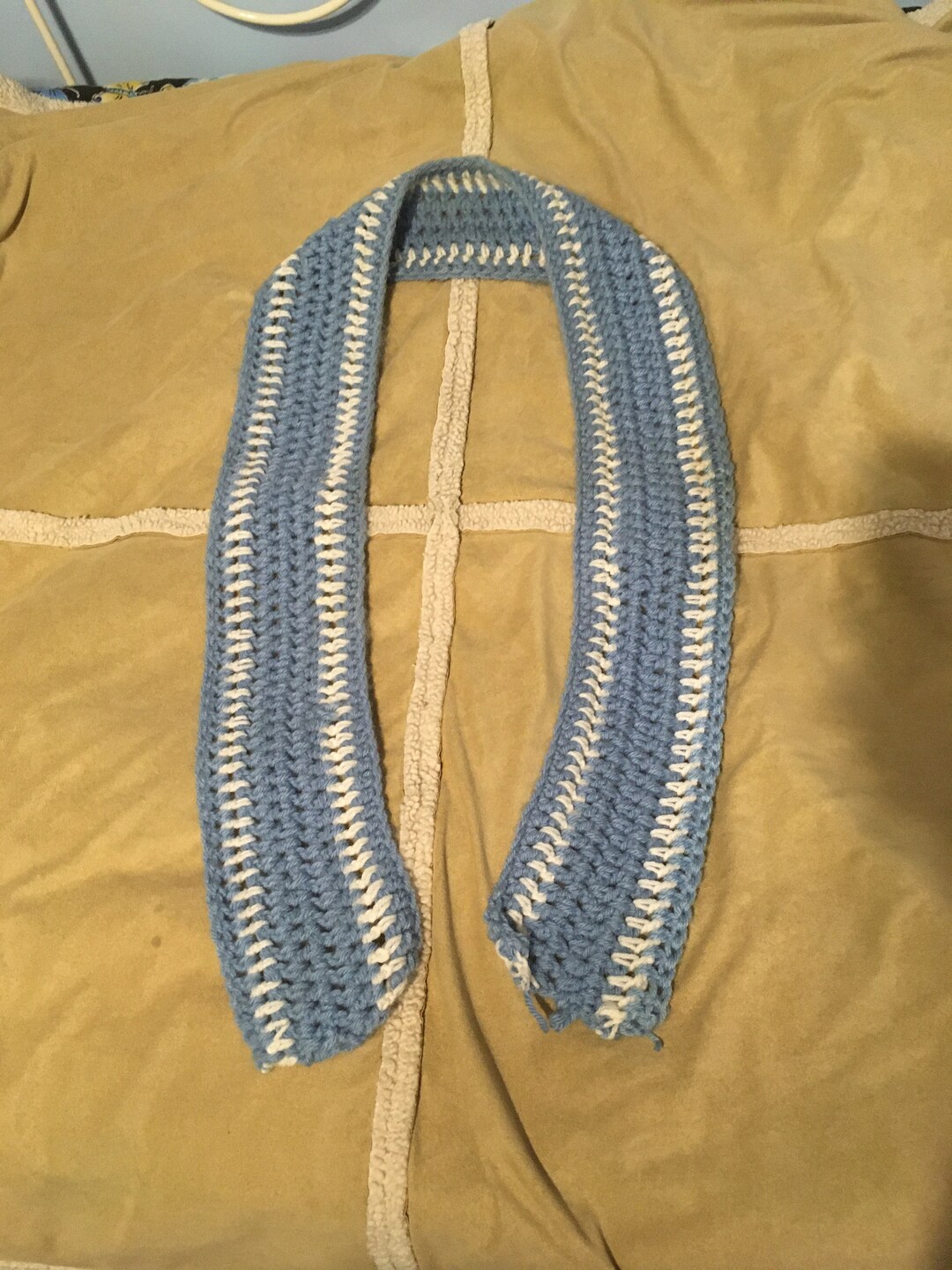 UNC Tar Heel Blue and White Stripe Crocheted Scarf Handmade - Etsy