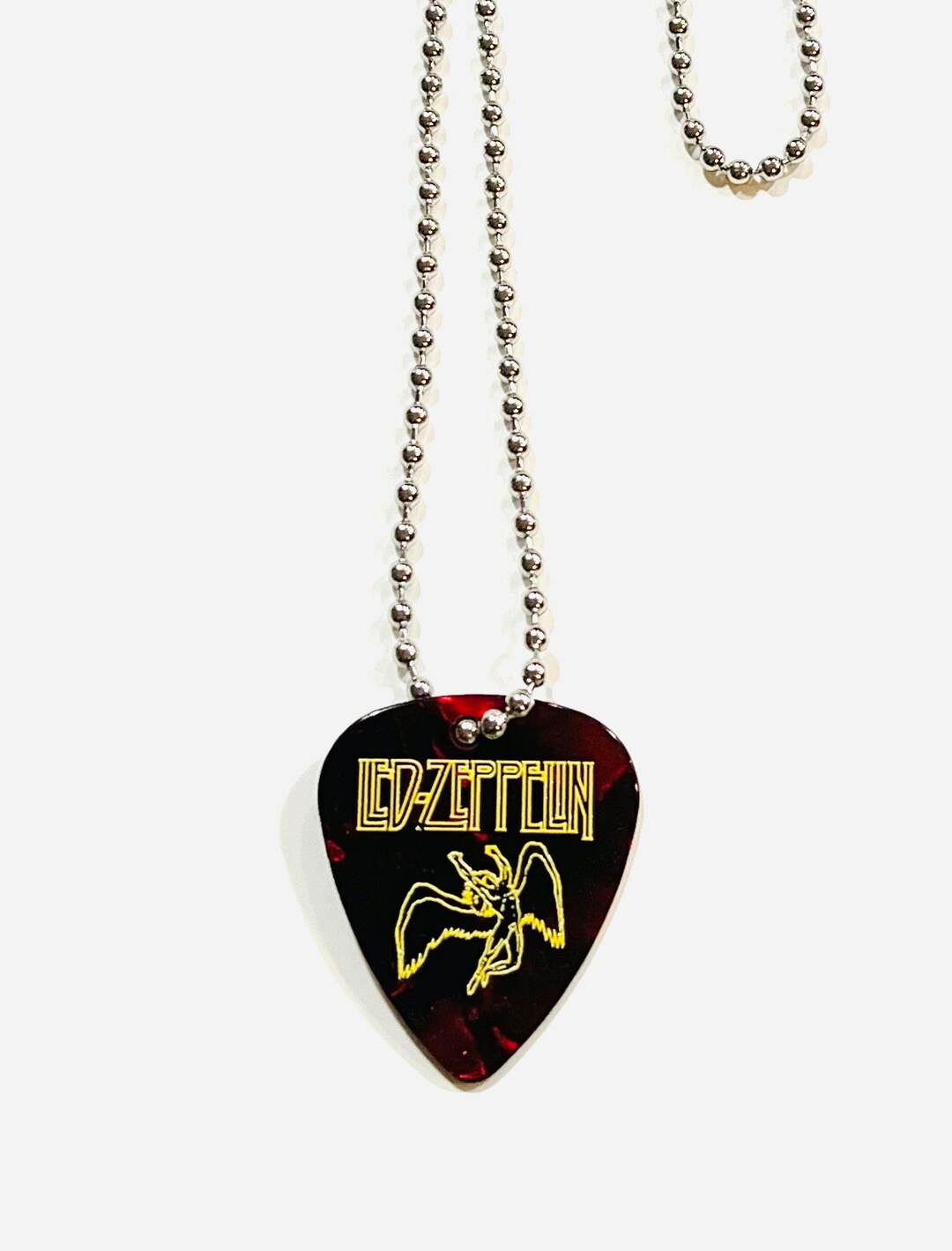 Led Zeppelin METAL BAND NECKLACE 20 Inches Stainless Steel Guitar Pick ...