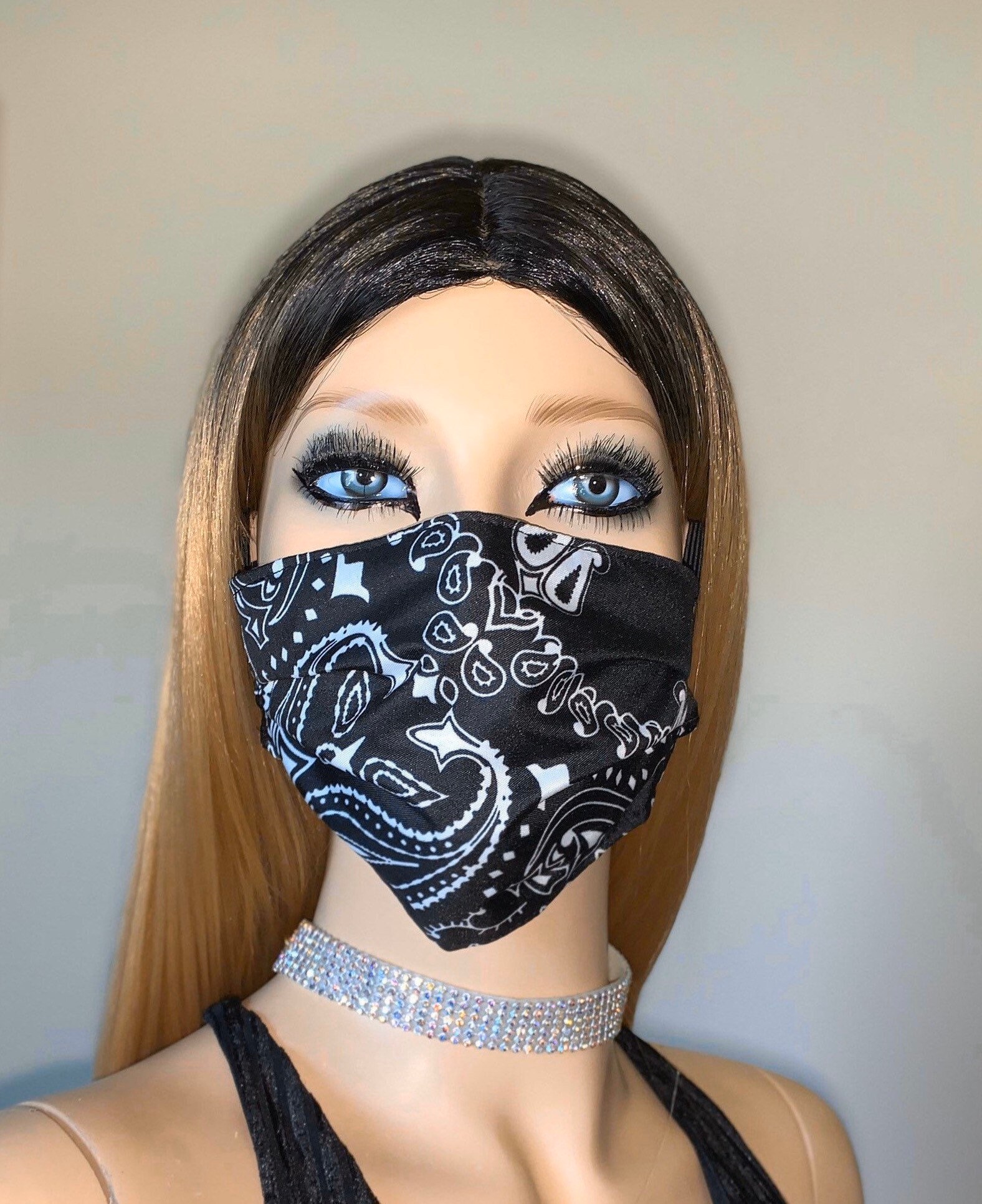 Black Bandana Face Mask | Etsy