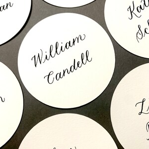 Circle Place Card- White With Black Ink - Etsy