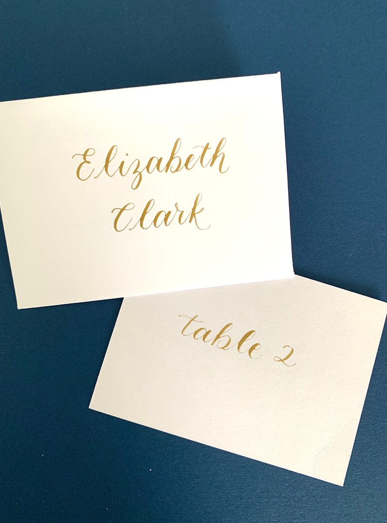 Green Hand Calligraphy Place Cards With Envelope, and Flat Card - Etsy
