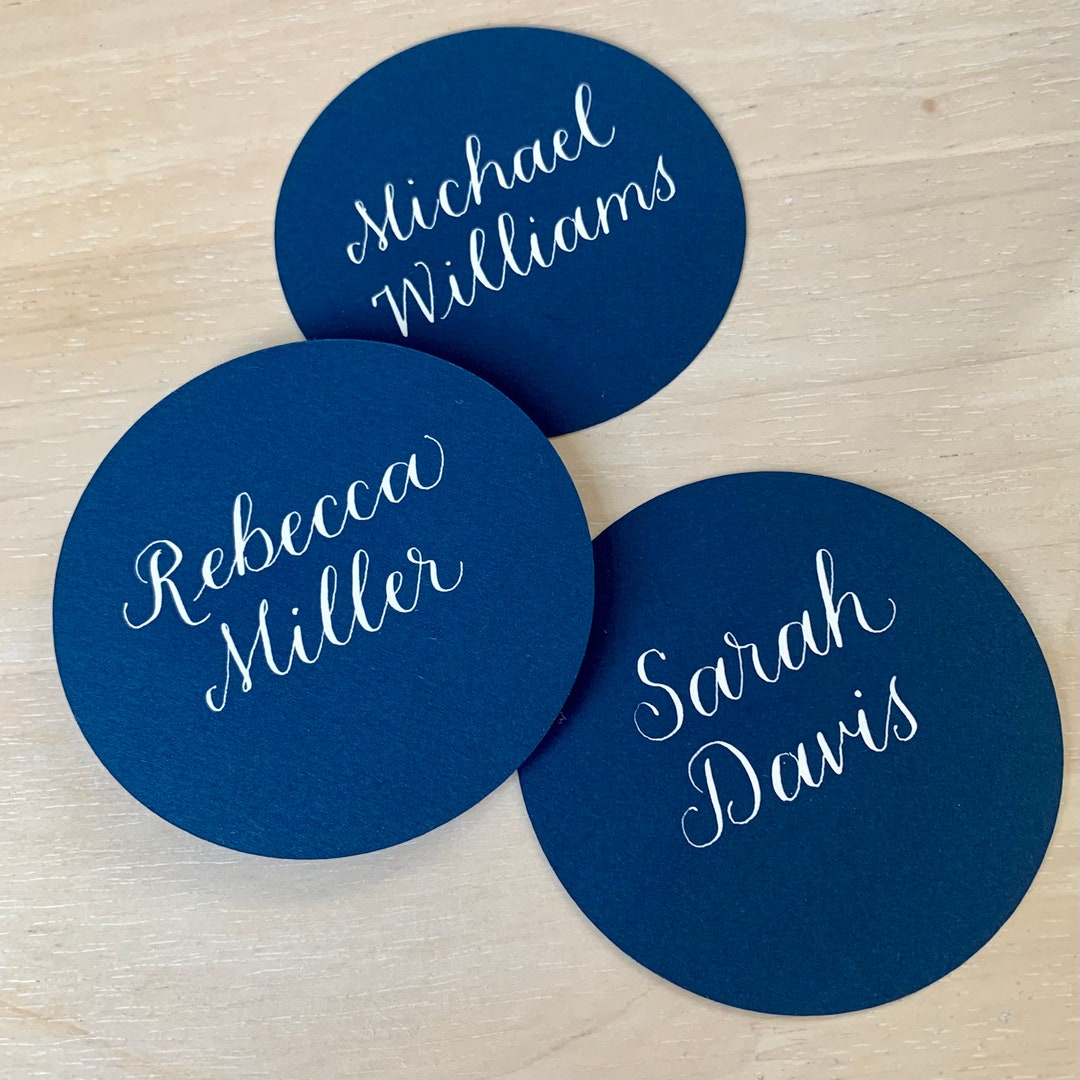 Unique Circle Place Cards Navy - Etsy UK