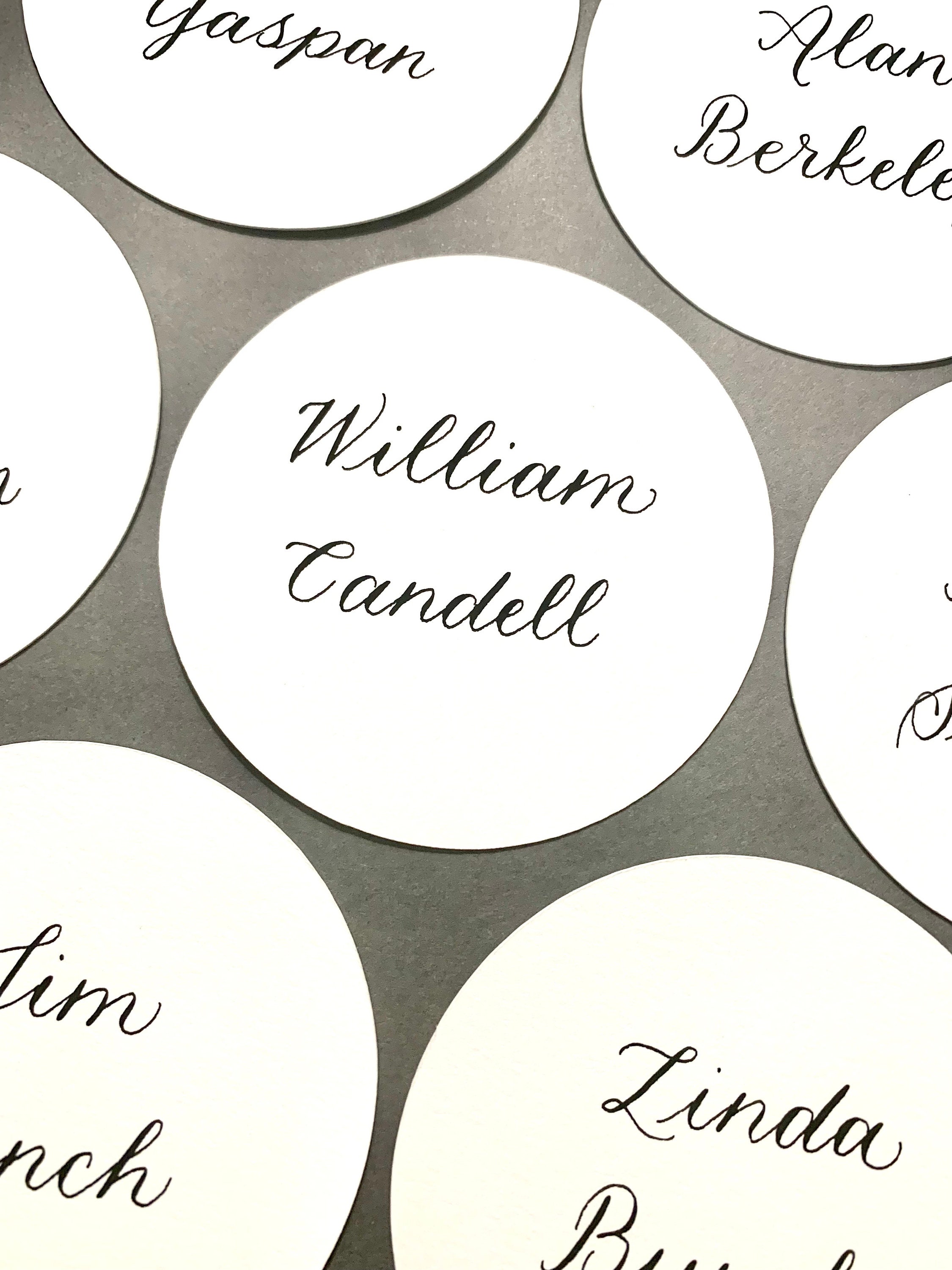 Circle Place Card White With Black Ink - Etsy