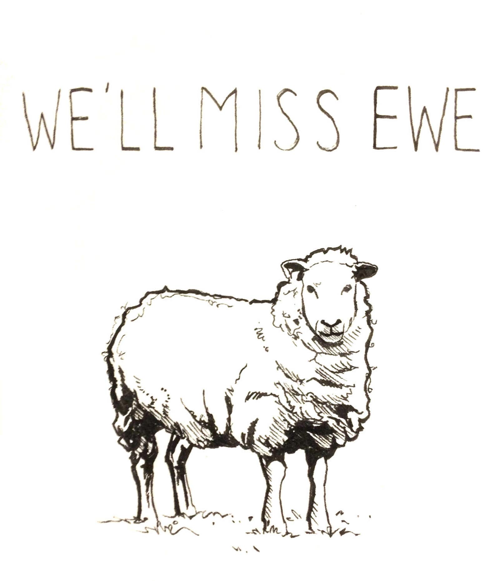 Going Away Card, Farewell Card, Sheep Card, Farm Card, Sheep ...