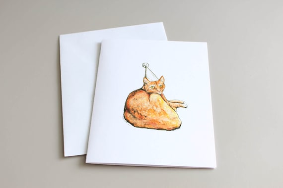 Birthday Card Cat Card Ginger Cat Card Cat Illustration | Etsy