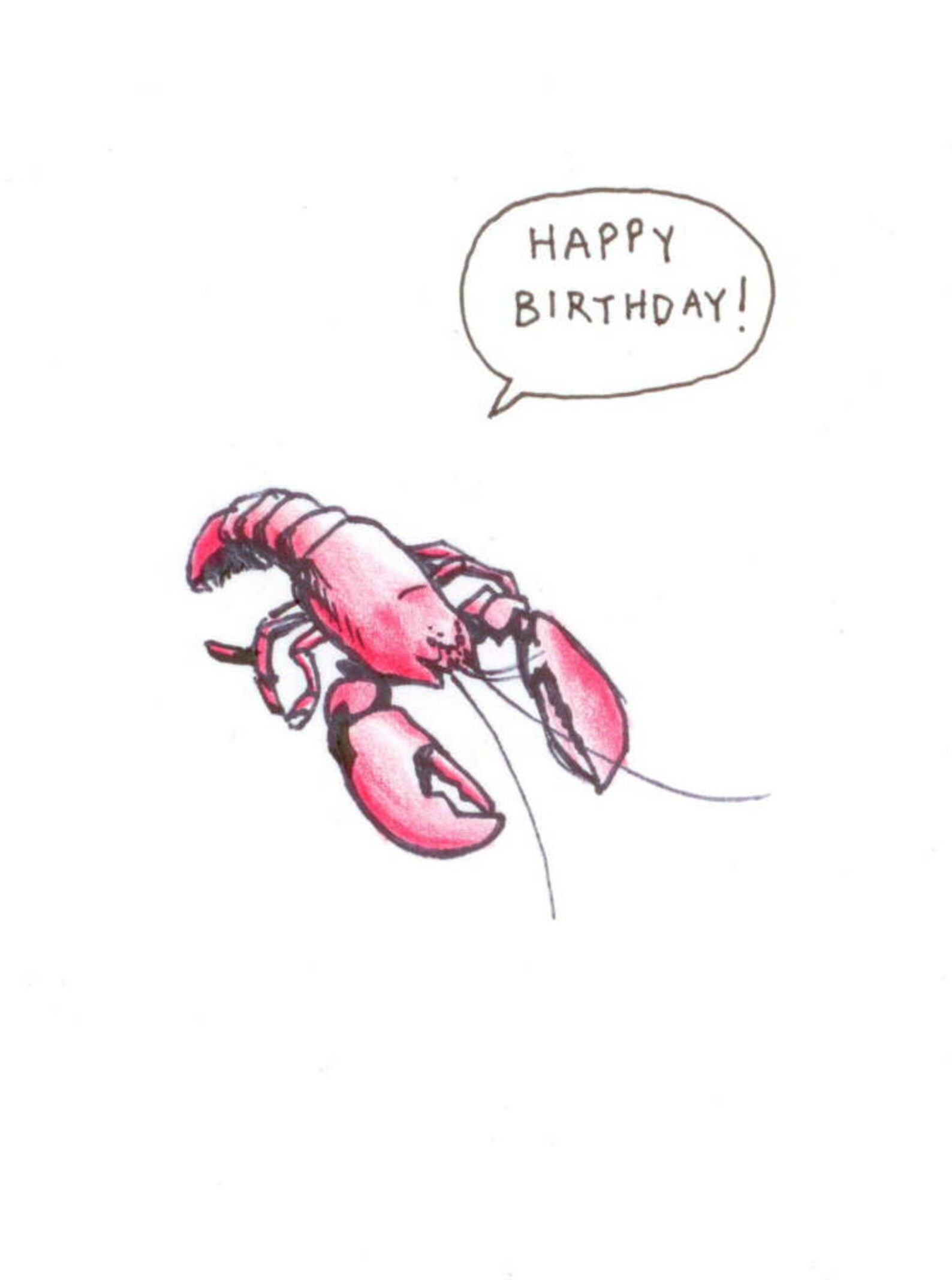 Birthday Card, Lobster Card, Seafood Card, Lobster Illustration ...