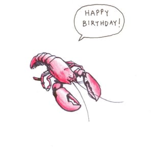 Birthday Card, Lobster Card, Seafood Card, Lobster Illustration ...