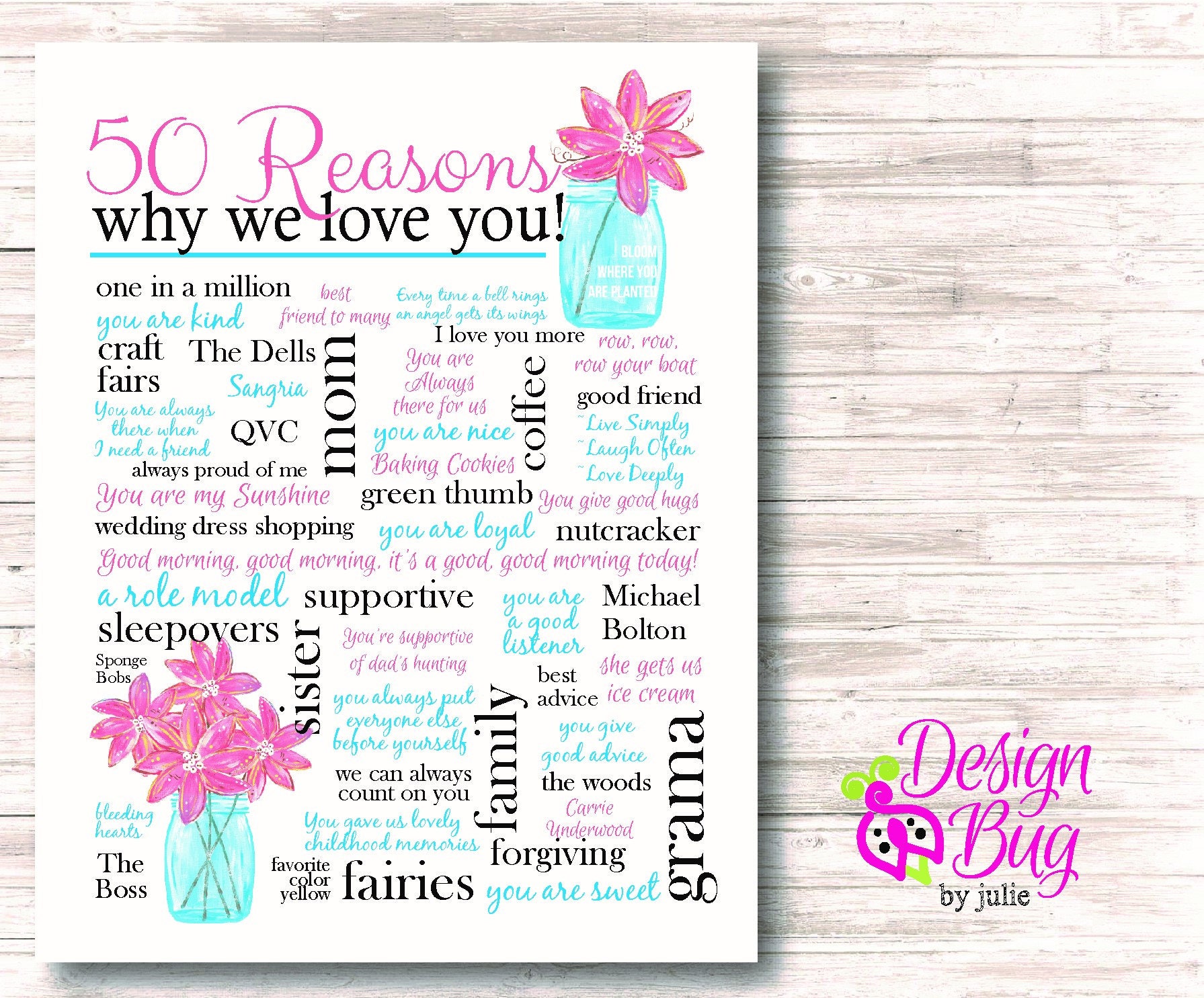 50 Reasons We Love You Poster | Etsy