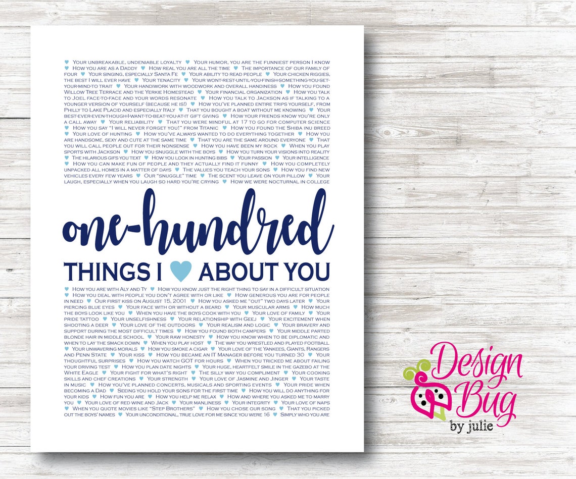 100 Things We Love About You Poster - Etsy