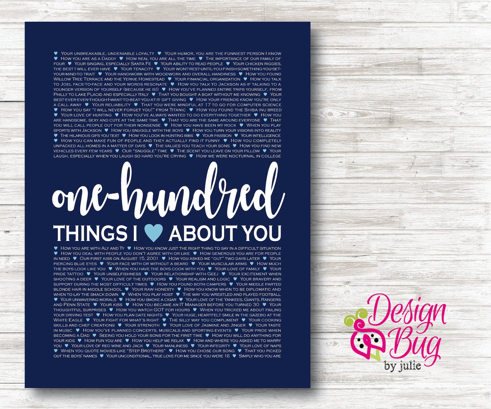 100 Things We Love About You Poster | Etsy