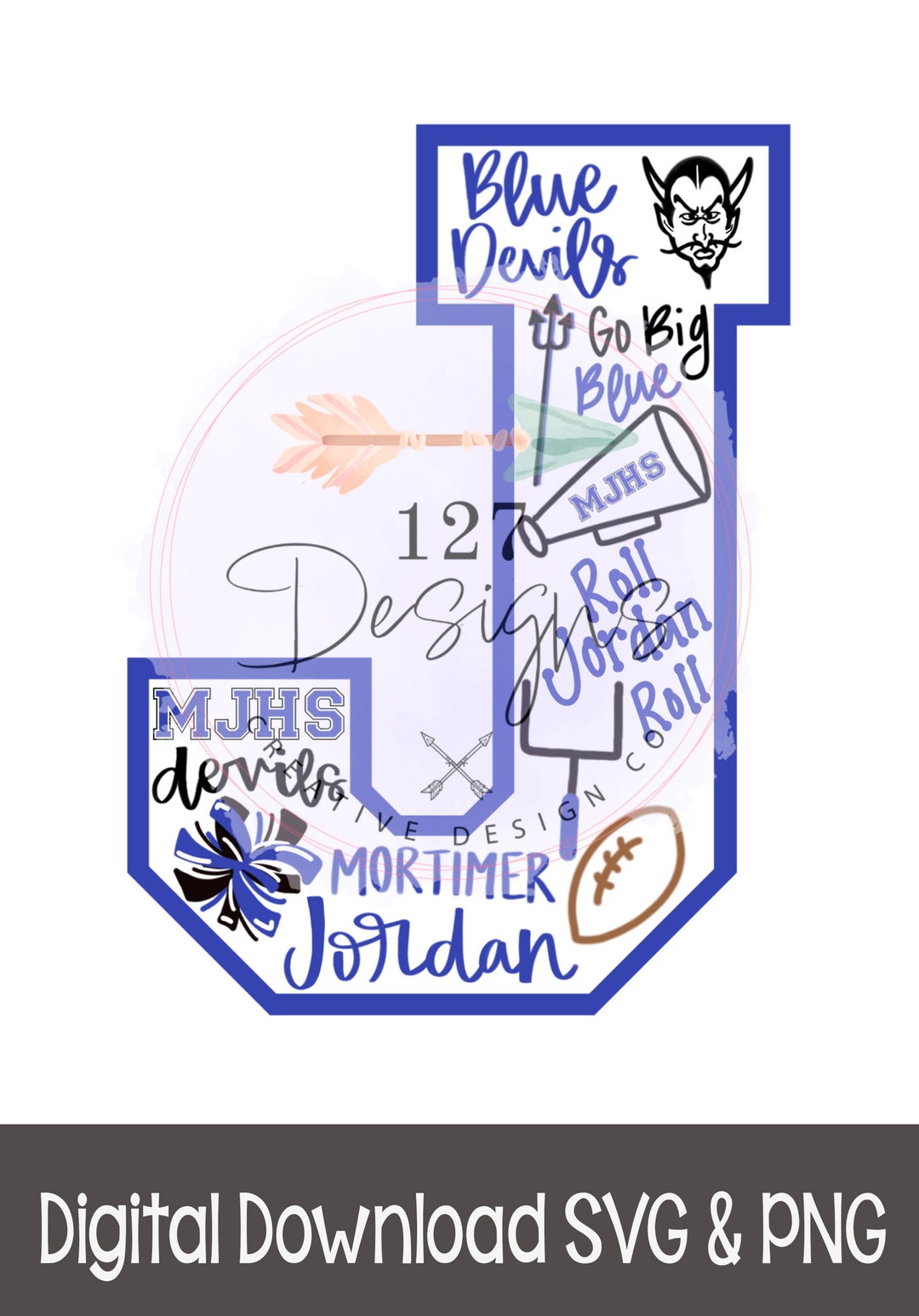 Mortimer Jordan Png, Mortimer Jordan Svg, School Spirit Letter, Blue ...