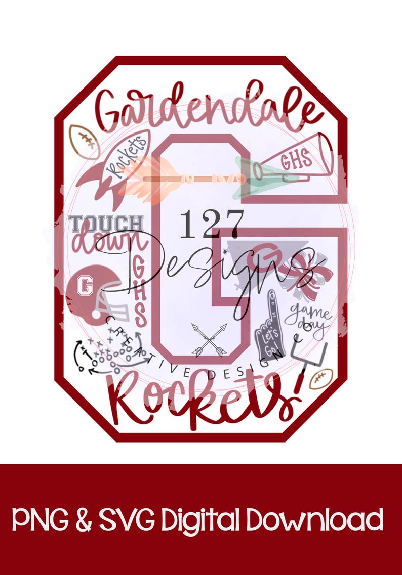 Gardendale Png, Gardendale Svg, School Spirit Letter, Rockets Spirit ...