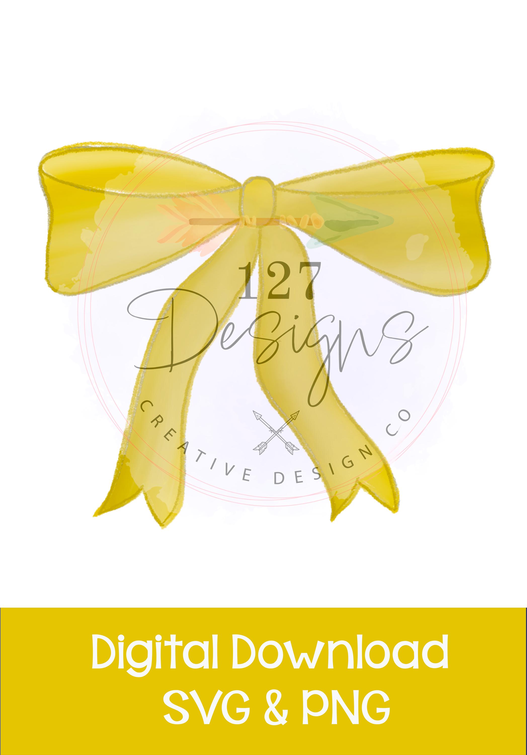 Yellow Bow Png, Yellow Bow Svg, Watercolor Bow, Bow Shirt Design, Bow ...