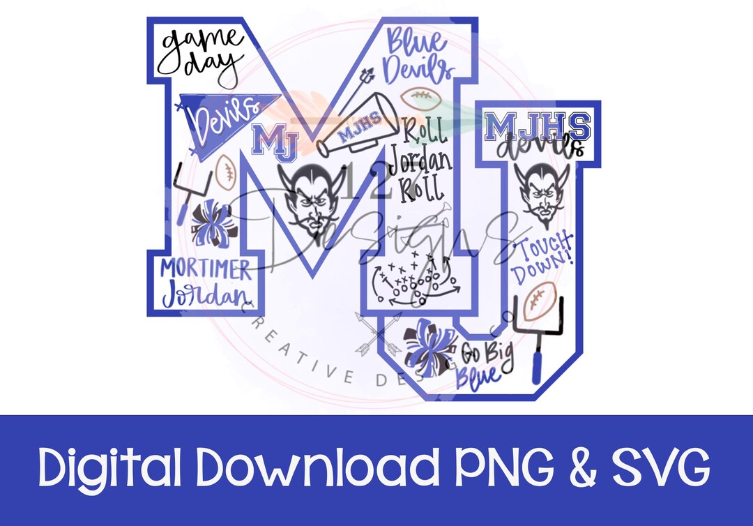 Mortimer Jordan Png, Mortimer Jordan Svg, School Spirit Letter, Blue ...
