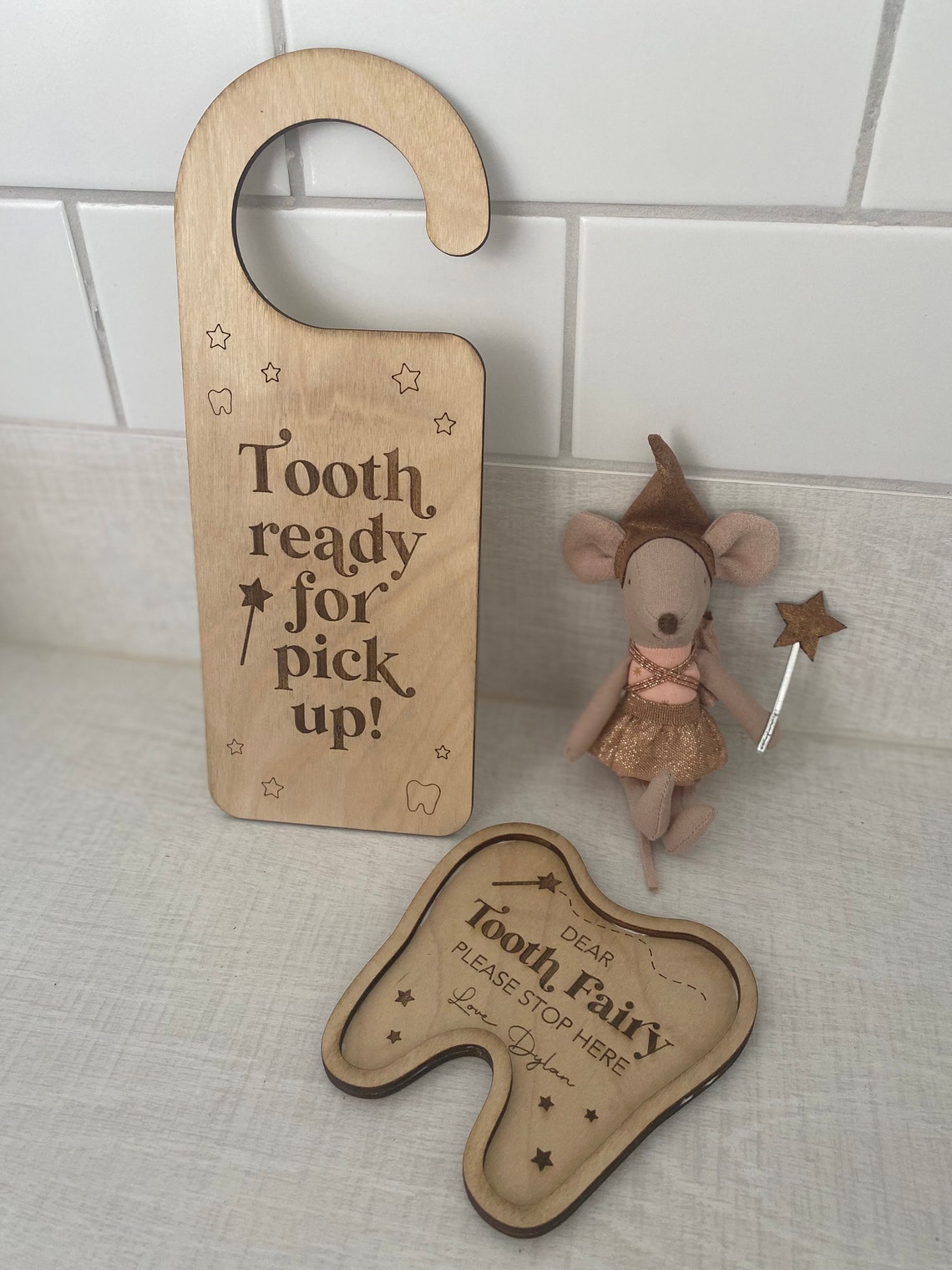 Tooth Fairy Stop Here Door Hanger Sign and Coin Tray - Etsy