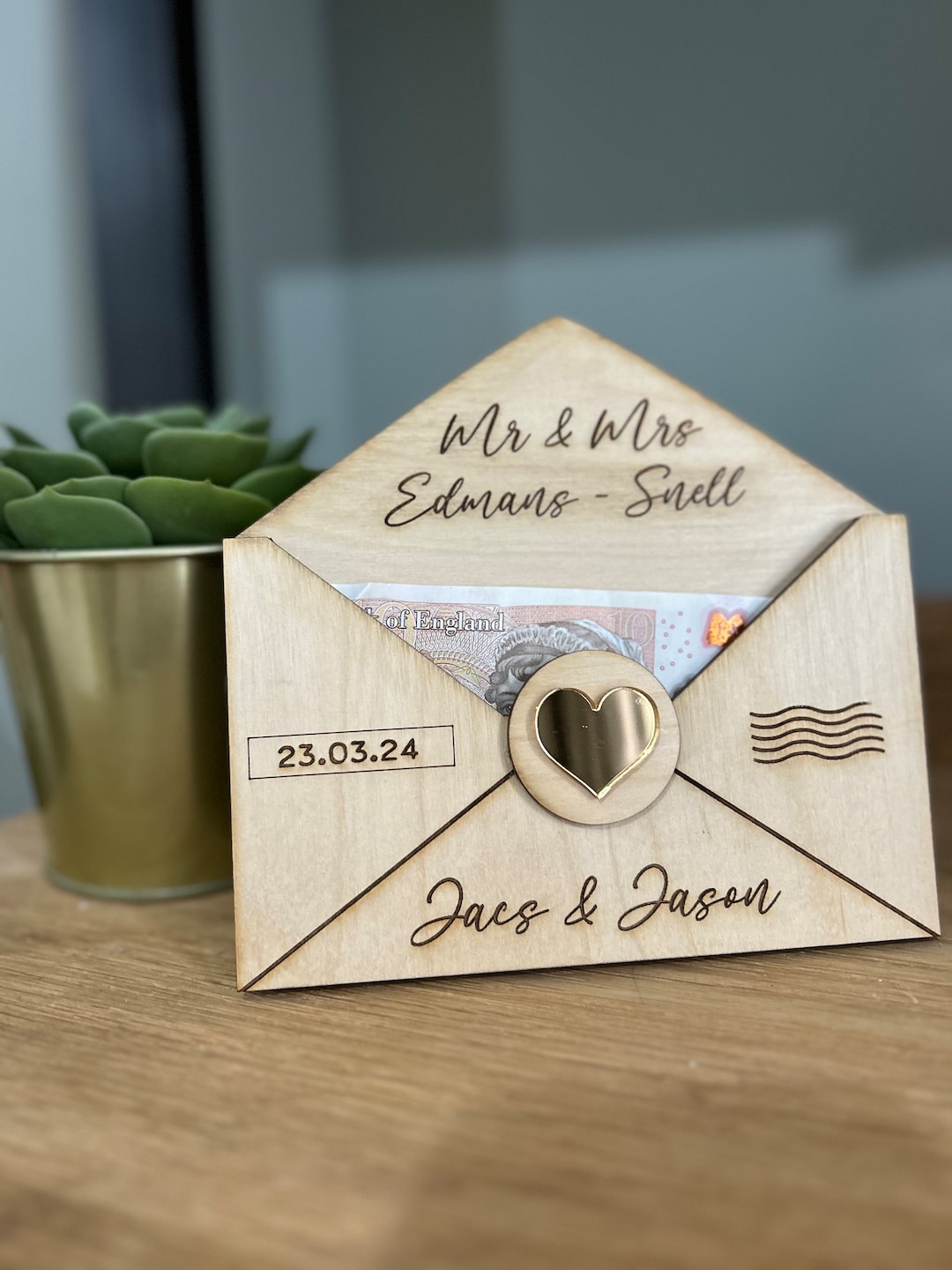 Personalised Wedding Money Envelope | Wedding Money Wallet | Wooden ...