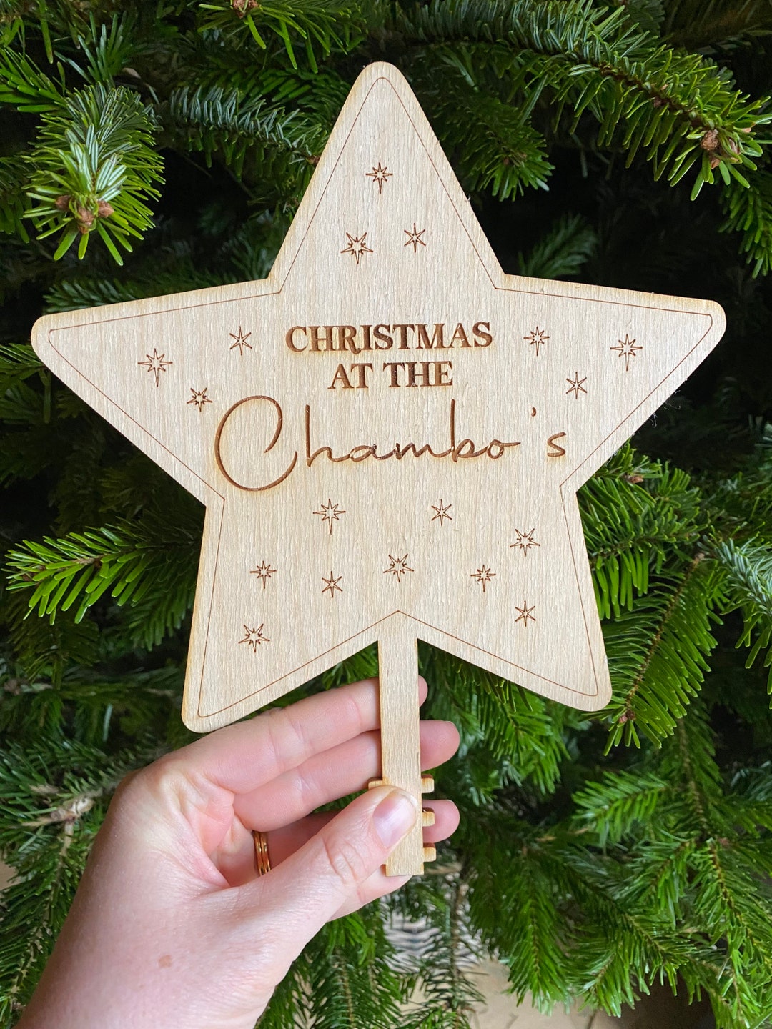 Personalised Scandi Wooden Christmas Tree Topper - Etsy