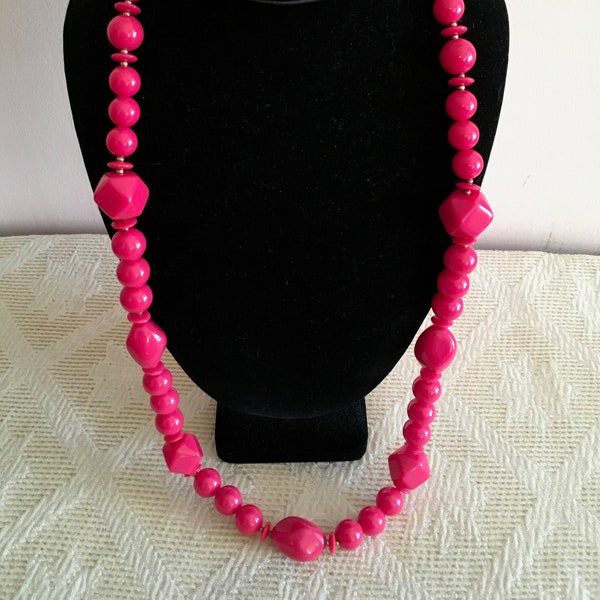 Bright Pink Necklace - Etsy