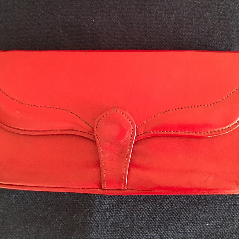 Red Leather Clutch - Etsy