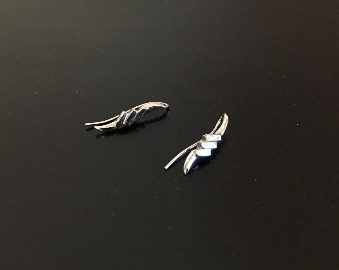 Geometric Silver Ear Pins - Etsy