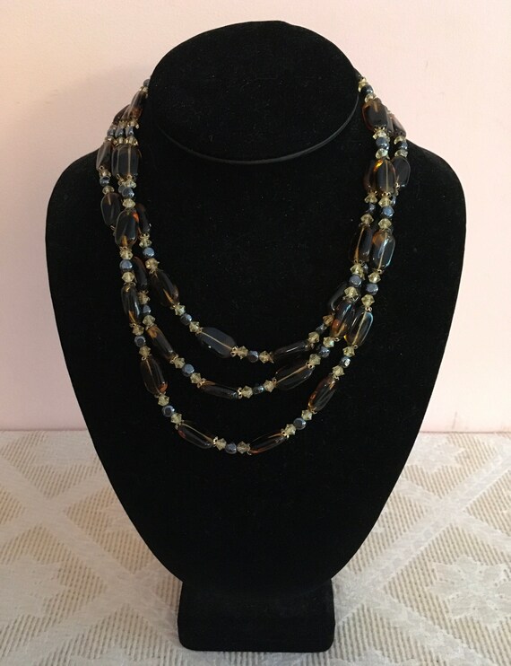 Tortoise Shell Glass Necklace West Germany - Gem