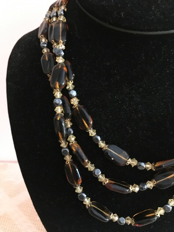 Tortoise Shell Glass Necklace West Germany - Gem