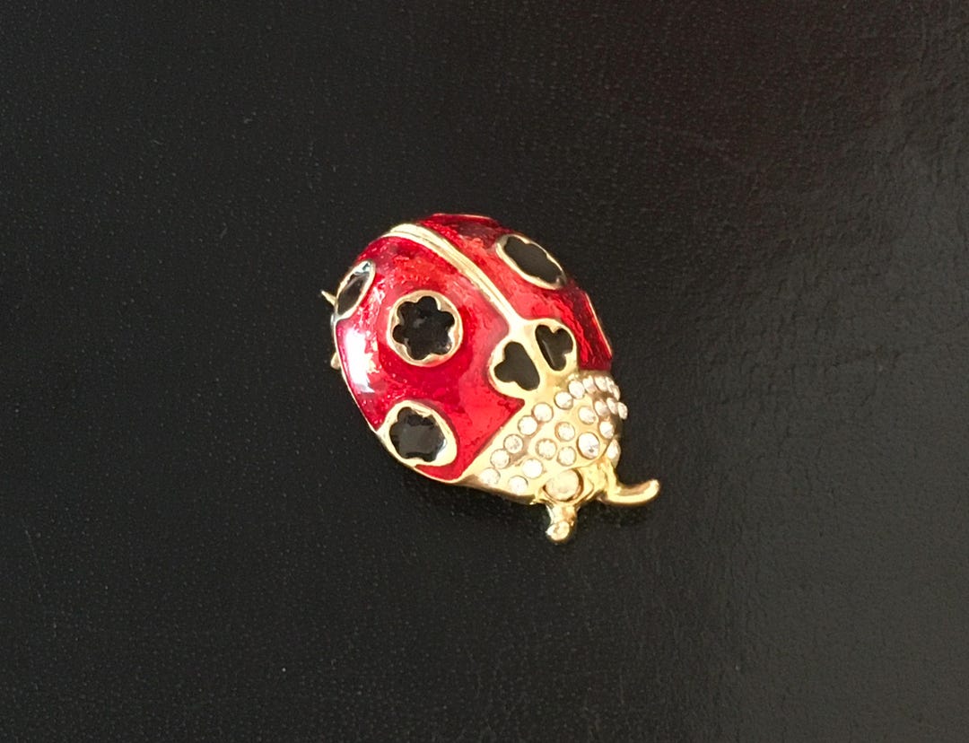 Enamel and Rhinestone Ladybug Brooch - Etsy