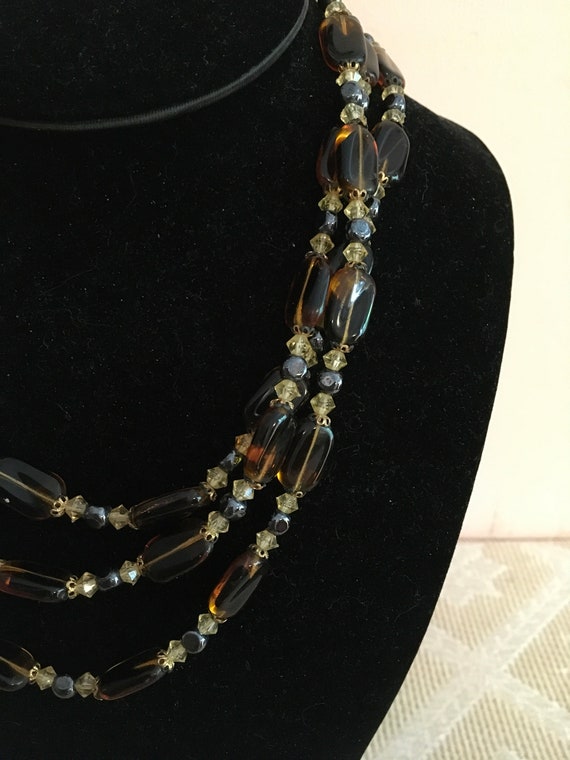 Tortoise Shell Glass Necklace West Germany - Gem