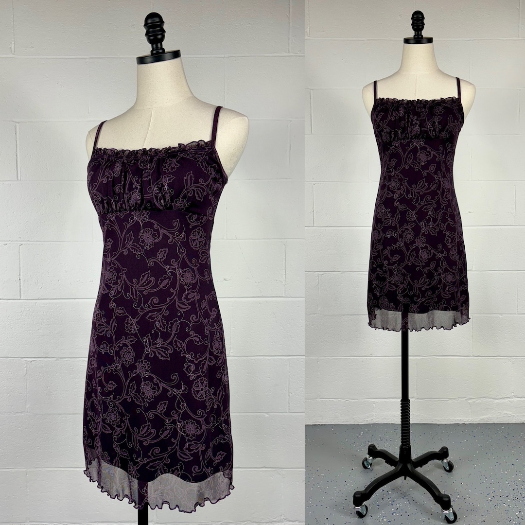 Vintage 1990's Y2K BYER TOO Sheer Purple Mesh Mini Milkmaid Dress ...